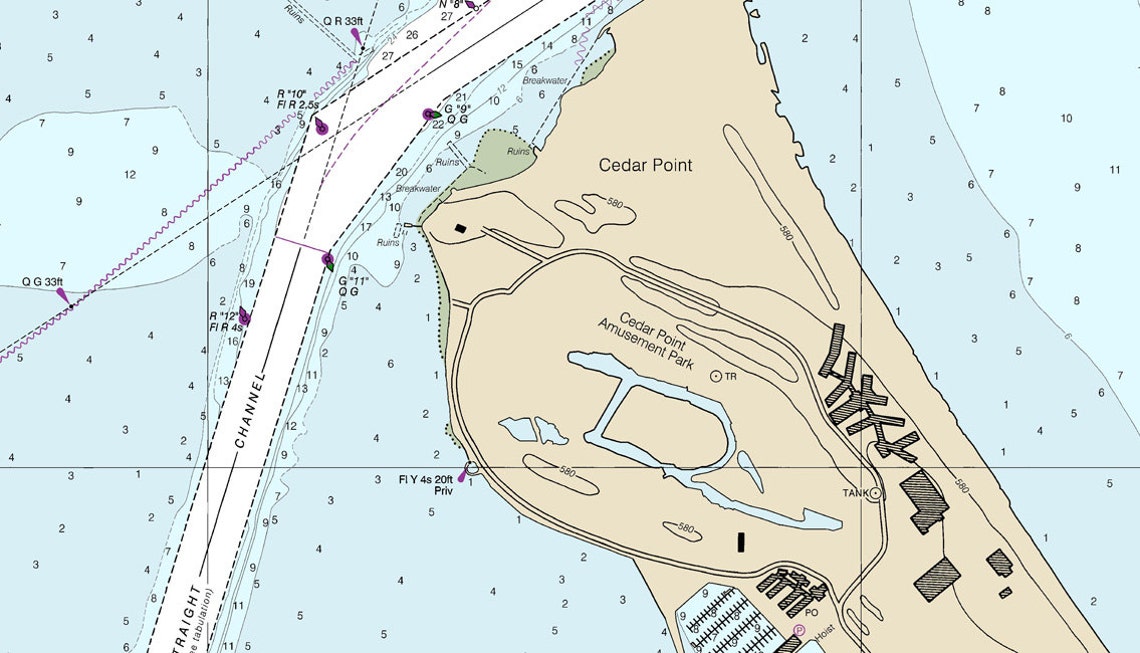 2014 Nautical Map of Sandusky Harbor Lake Erie Ohio - Etsy