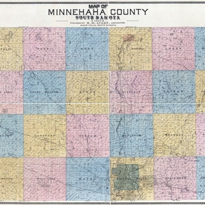 1893 Map of Minnehaha County South Dakota Sioux Falls - Etsy