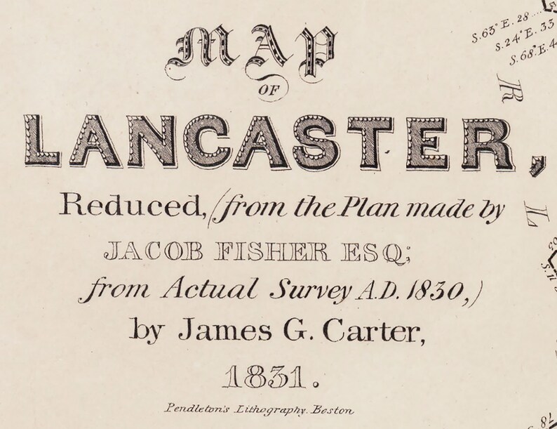 1831 Map of Lancaster Massachusetts - Etsy