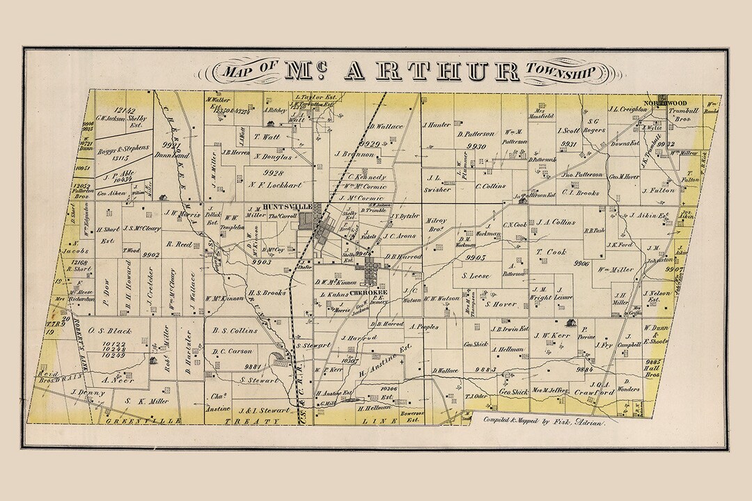 1875 Map of Mcarthur Township Logan County Ohio - Etsy