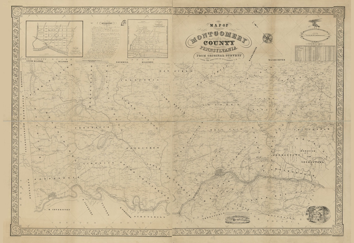 1849 Map of Montgomery County PA From Original Surveys - Etsy