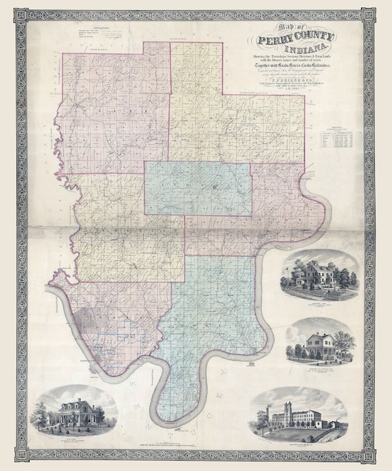 1861 Farm Line Map of Perry County Indiana | Etsy