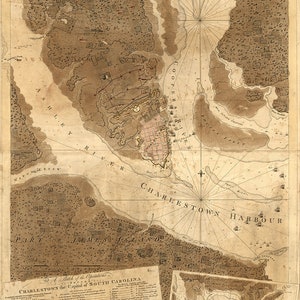 1800 Map of Charlestown South Carolina and Harbor - Etsy