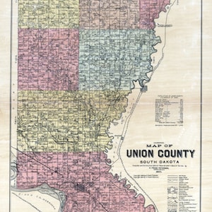 1892 Map of Union County South Dakota Big Sioux - Etsy