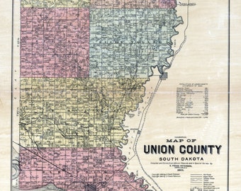 County Map of South Dakota | Etsy