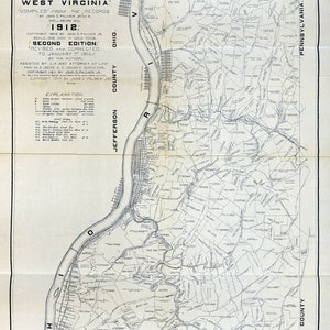 1912 Farm Line Map of Brooke County West Virginia Showing Oil & Gas ...