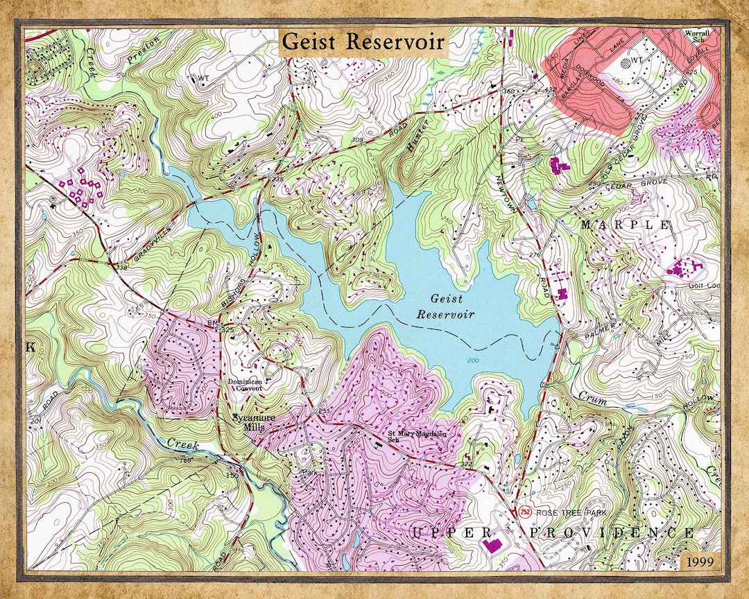 1999 Map of Geist Reservoir Delaware County Pennsylvania - Etsy