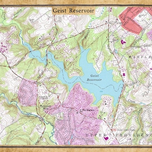 1999 Map of Geist Reservoir Delaware County Pennsylvania - Etsy