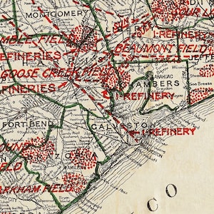 1914 Oil and Gas Field Map of Texas - Etsy