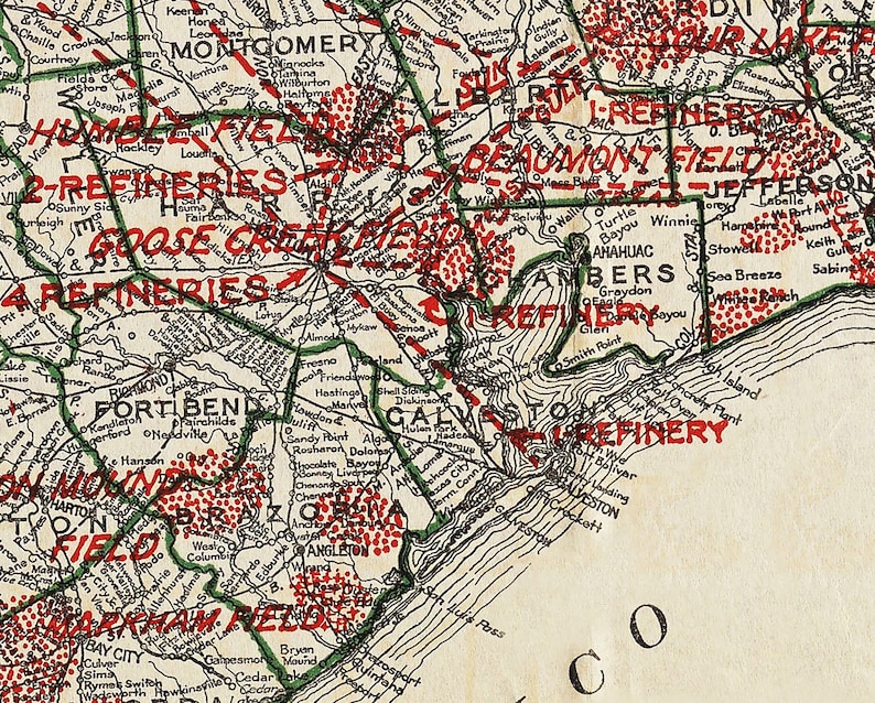 1914 Oil and Gas Field Map of Texas - Etsy