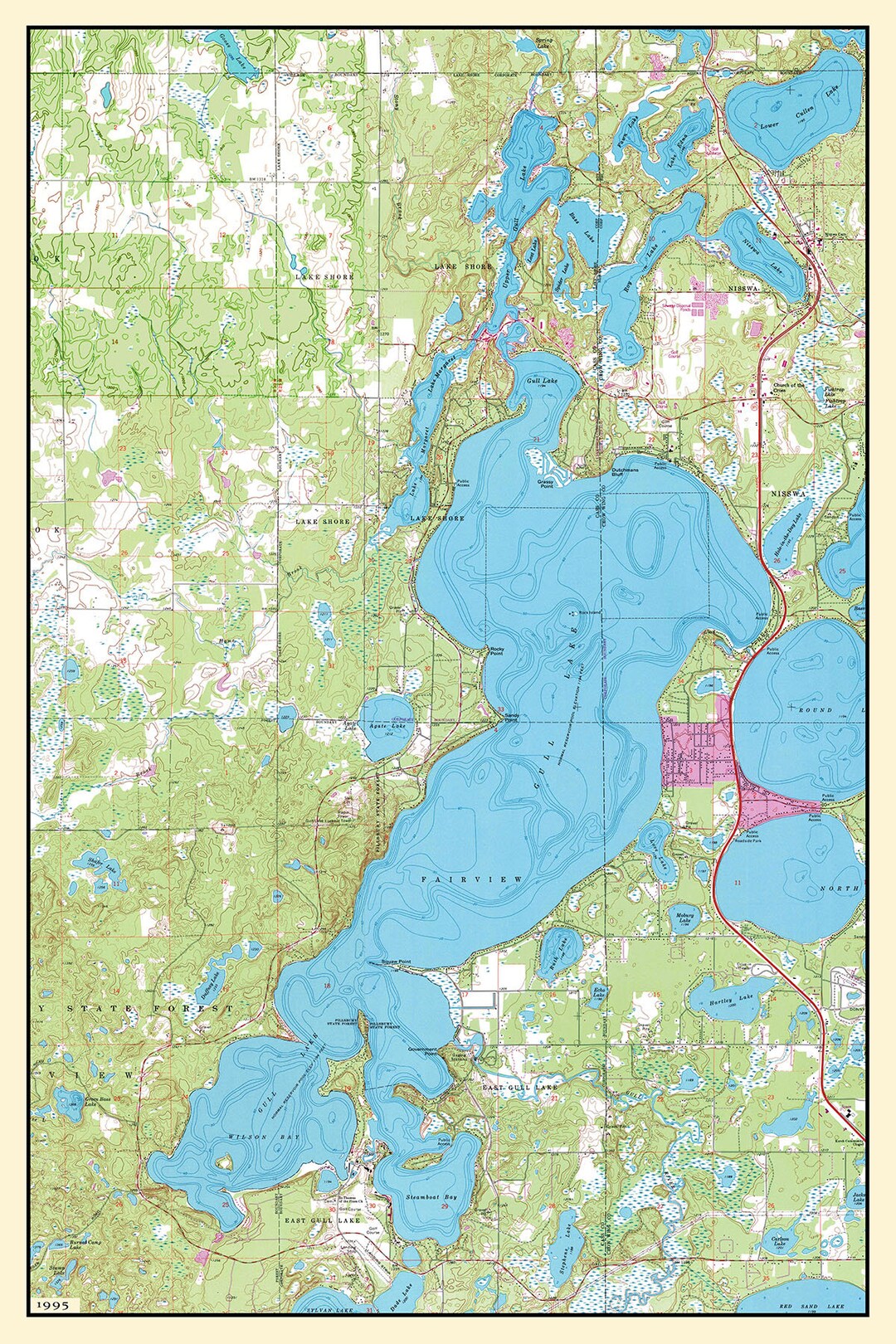 1995 Map of Gull Lake Minnesota - Etsy