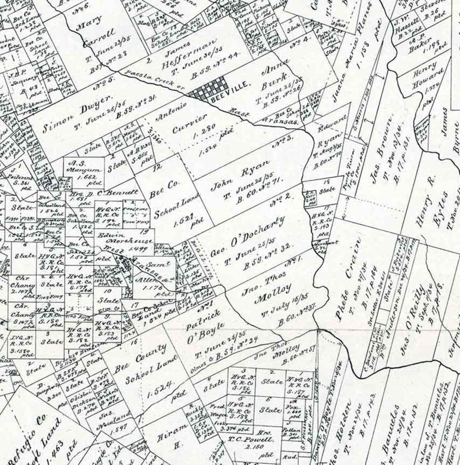 1879 Farm Line Map of Bee County Texas - Etsy