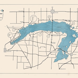 1961 Map of Pymatuning Lake Ashtabula County Ohio and Pennsylvania - Etsy