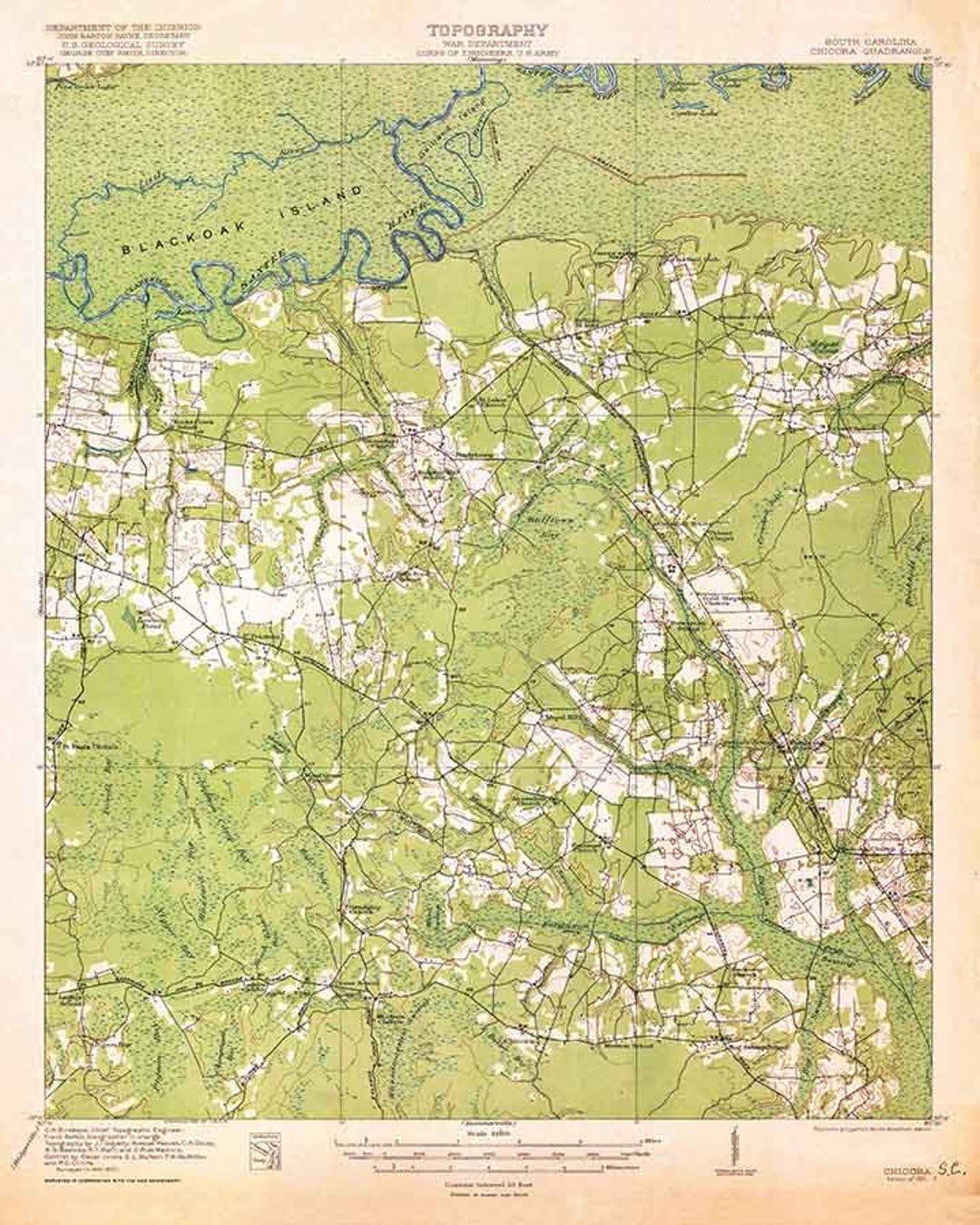 1921 Topo Map of Chicora South Carolina - Etsy