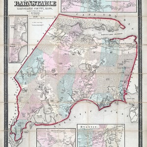 1856 Town Map of Barnstable Barnstable County Massachusetts - Etsy