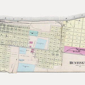 1877 Town Map of Huntington Cabell County West Virginia - Etsy