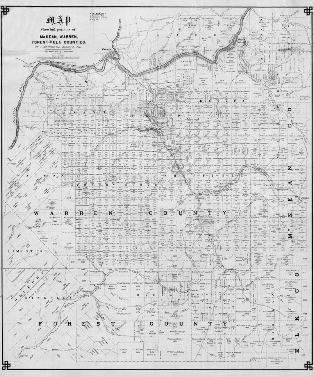 1881 Oil Well Map of Mckean Warren Forest & Elk Counties PA - Etsy