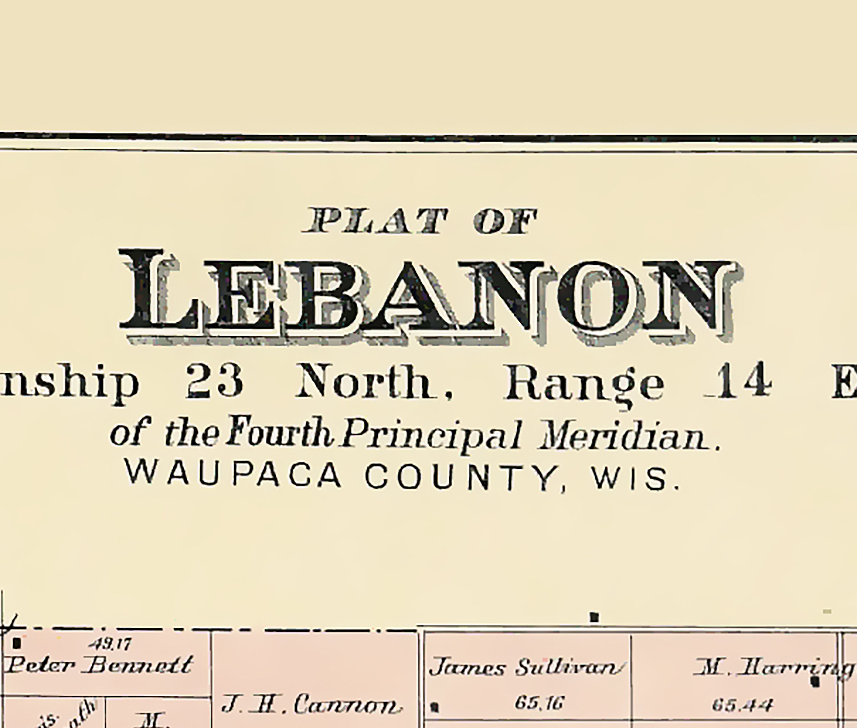 1889 Map of Lebanon Township Waupaca County Wisconsin - Etsy