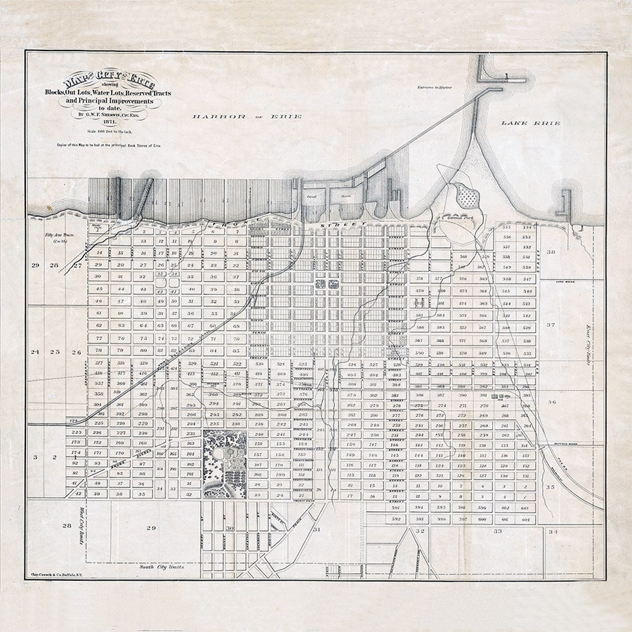 1871 Map of the City of Erie Pennsylvania Lake Erie - Etsy