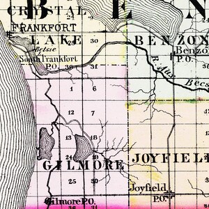 1873 Map of Benzie and Manistee County Michigan - Etsy