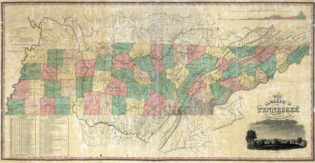 1832 Map of the State of Tennessee - Etsy