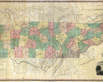 1817 Map of the State of Tennessee - Etsy