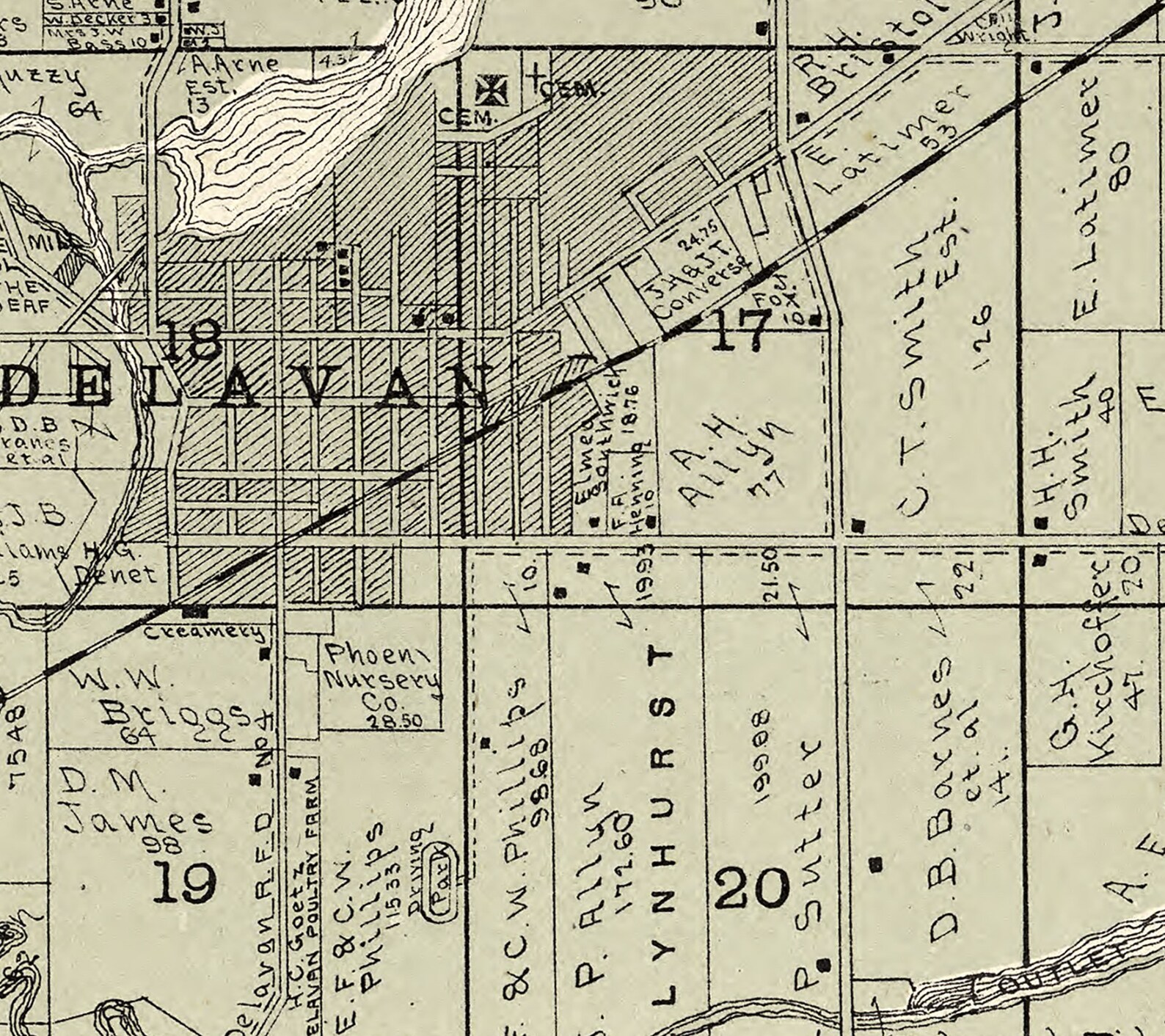 1907 Map of Delavan Township Walworth County Wisconsin - Etsy