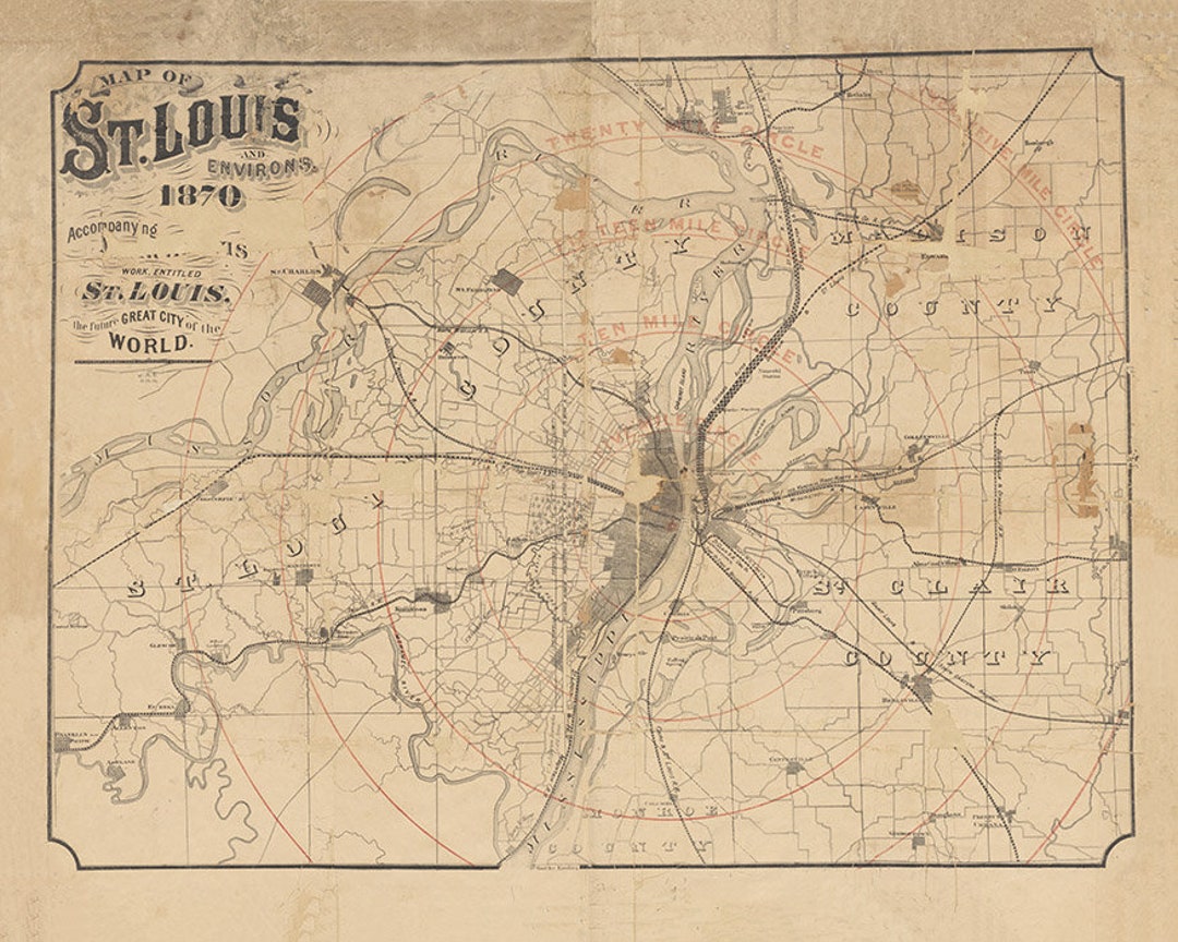 1870 Map of Saint Louis Missouri and Environs - Etsy