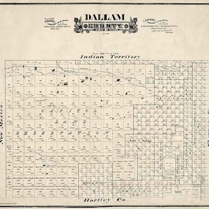 1888 Farm Line Map of Dallam County Texas - Etsy