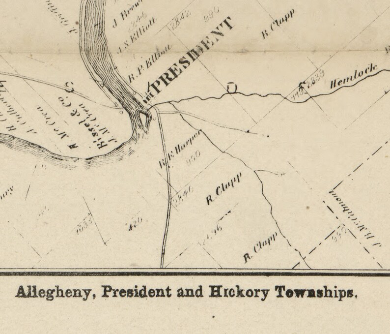 1866 Map the Oil Region of Venango County PA - Etsy