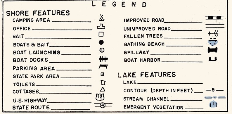 1959 Map of Rocky Fork Lake Highland County Ohio - Etsy