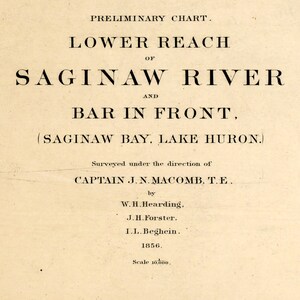 1856 Nautical Chart of Saginaw River Bay City Michigan - Etsy