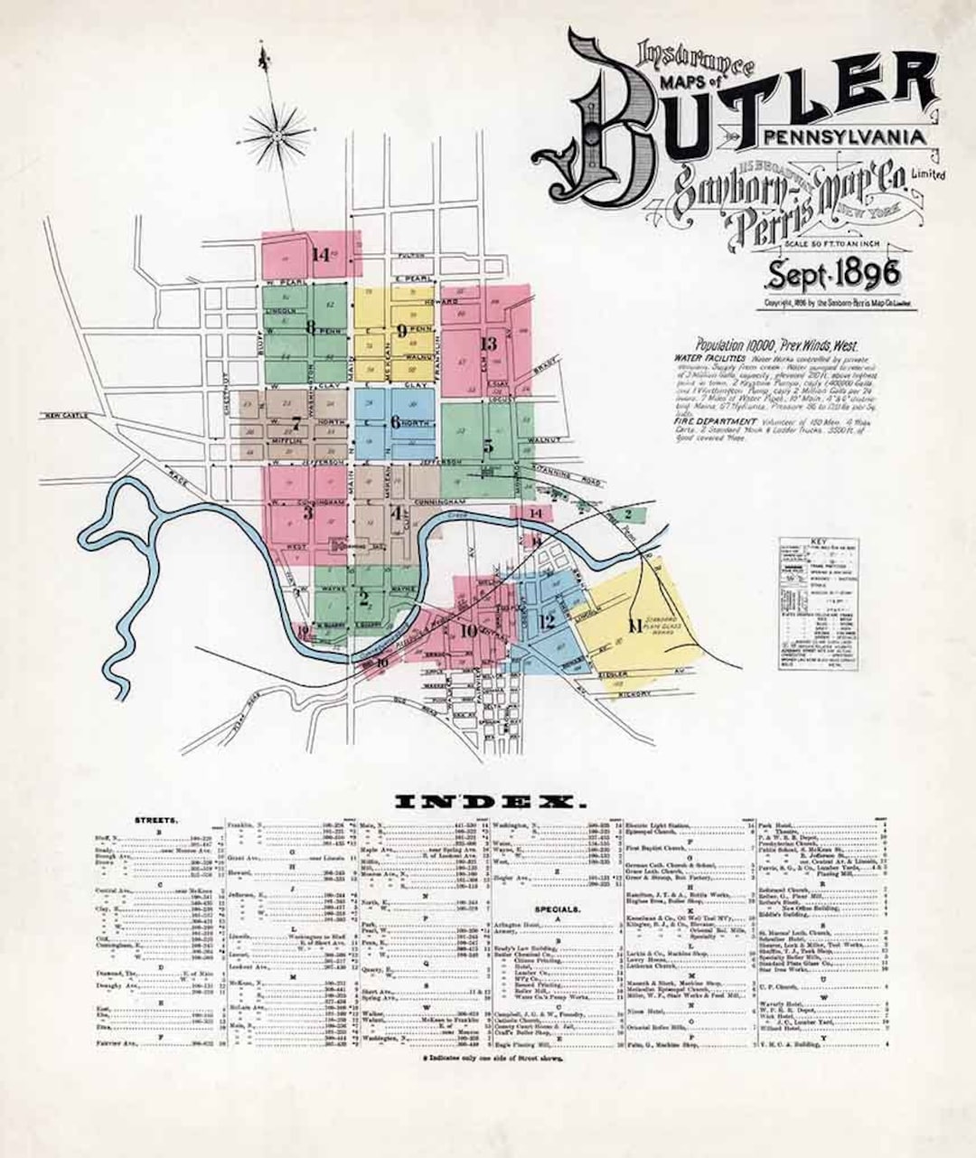 1896 Sanborn Map of Butler County Pennsylvania - Etsy