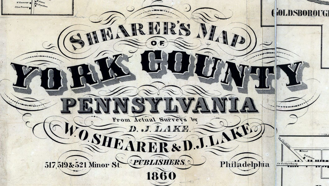 1860 Map of York County Pennsylvania Farm Names - Etsy