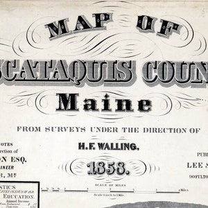 1858 Map of Piscataquis County Maine - Etsy