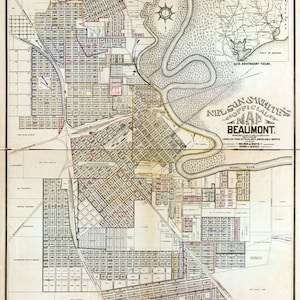1902 Cadastral Map of Beaumont Texas - Etsy
