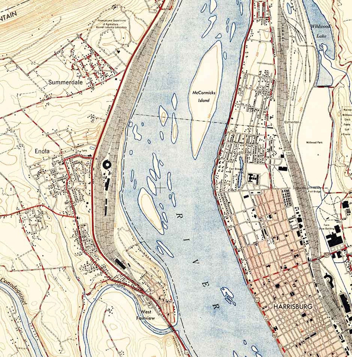 1947 Topo Map of Harrisburg West Pennsylvania Marysville - Etsy