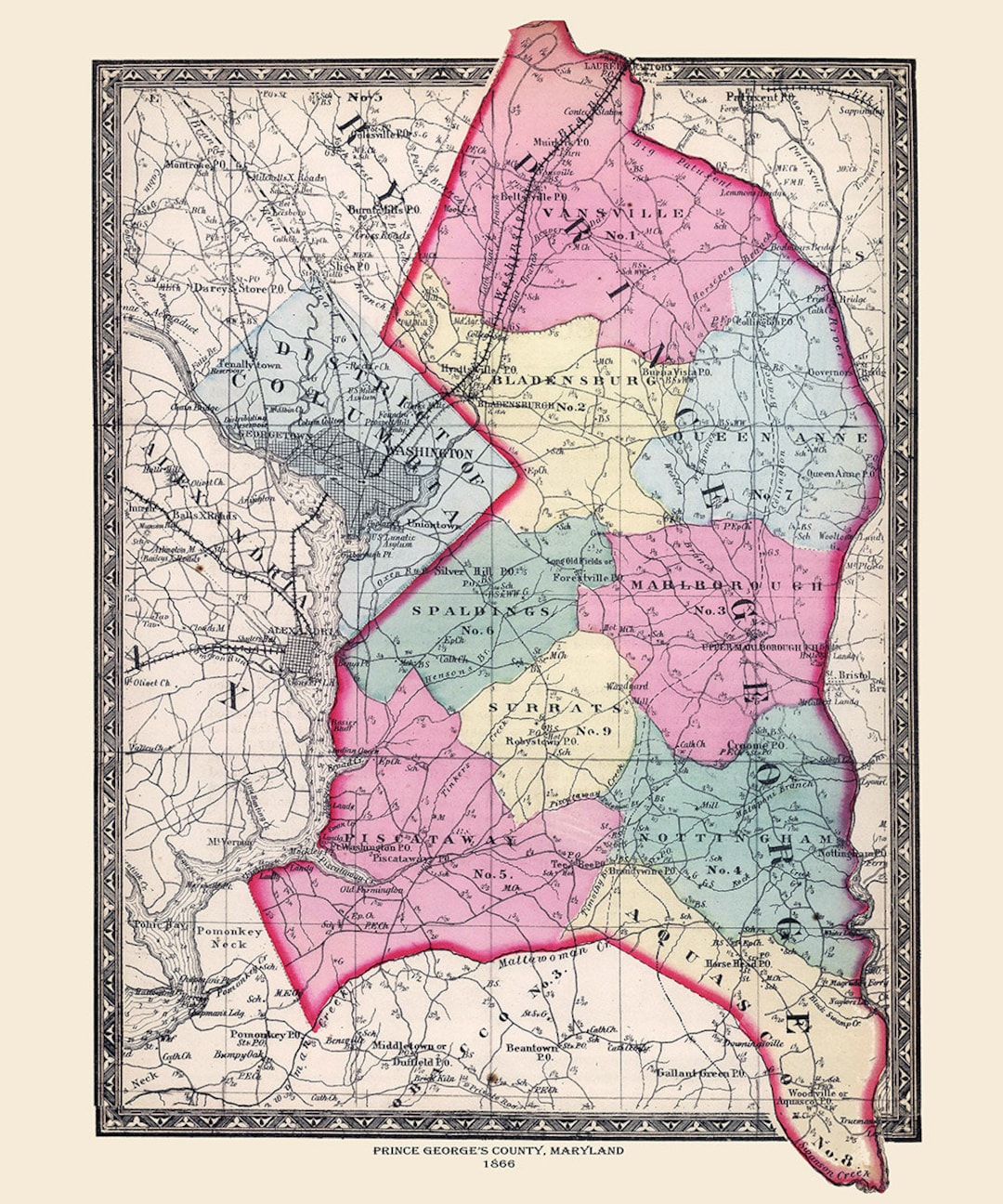 1866 Map of Prince Georges County Maryland - Etsy