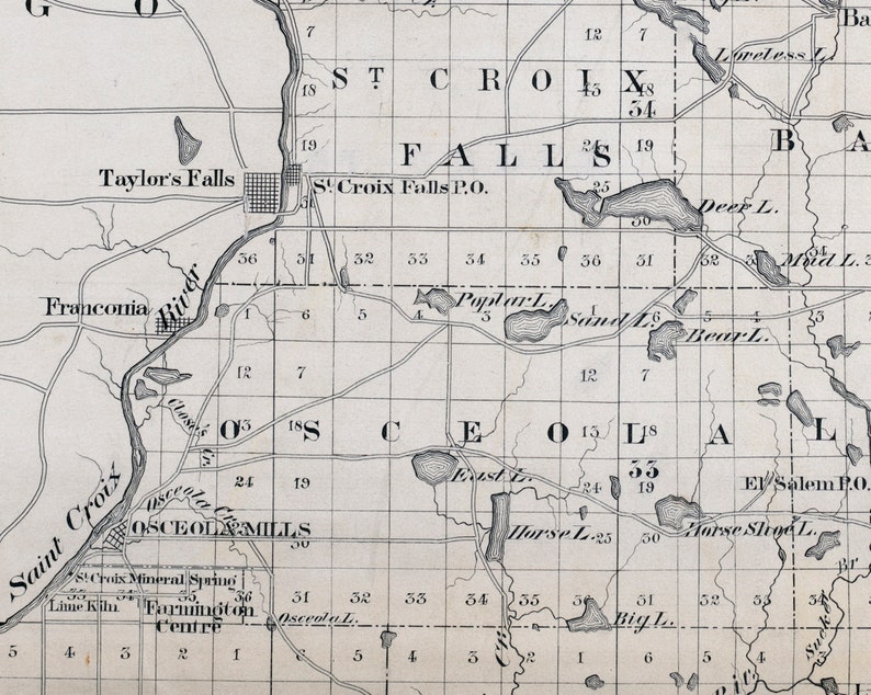 1880 Map of Polk County Wisconsin | Etsy