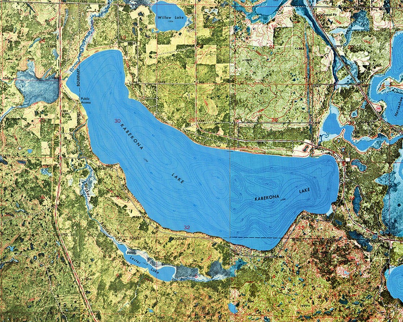 1972 Map of Lake Kabekona Laporte Minnesota - Etsy