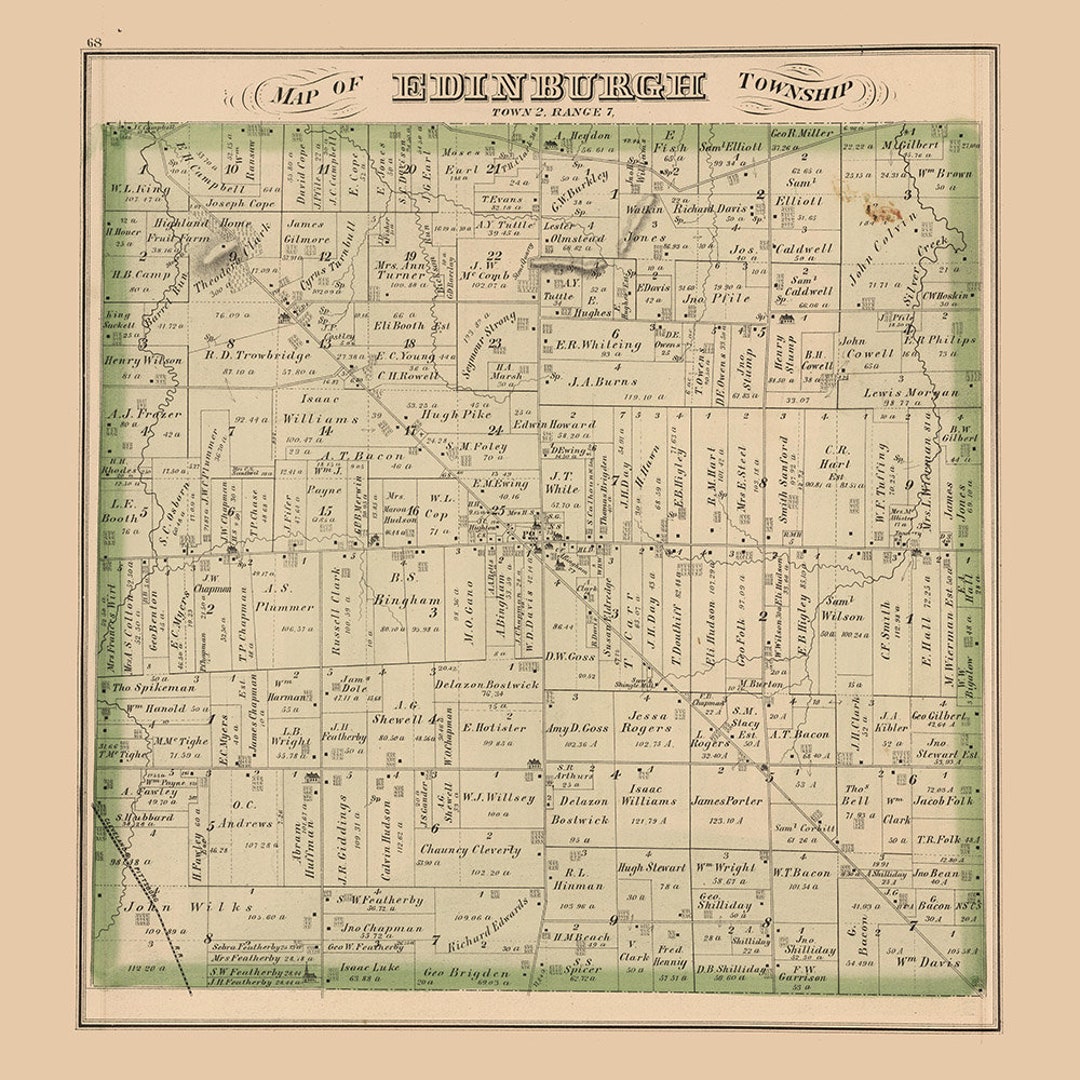 1874 Map of Edinburgh Township Portage County Ohio - Etsy
