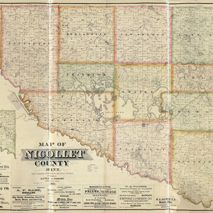1885 Farm Line Map of Nicollet County Minnesota St Peter Traverse - Etsy