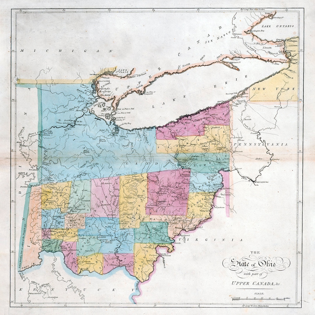 1814 Map of the State of Ohio - Etsy