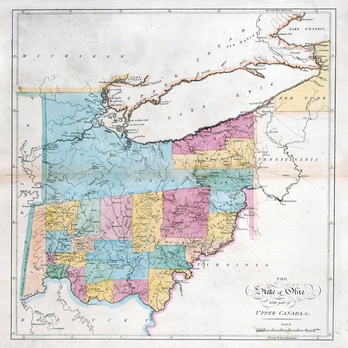1814 Map of the State of Ohio - Etsy