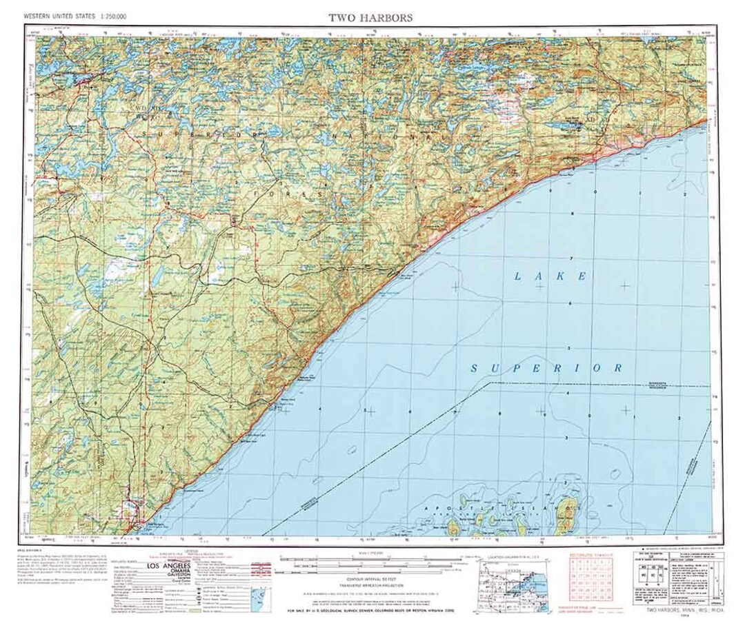 1954 Topo Map of Two Harbors Minnesota Lake Superior - Etsy