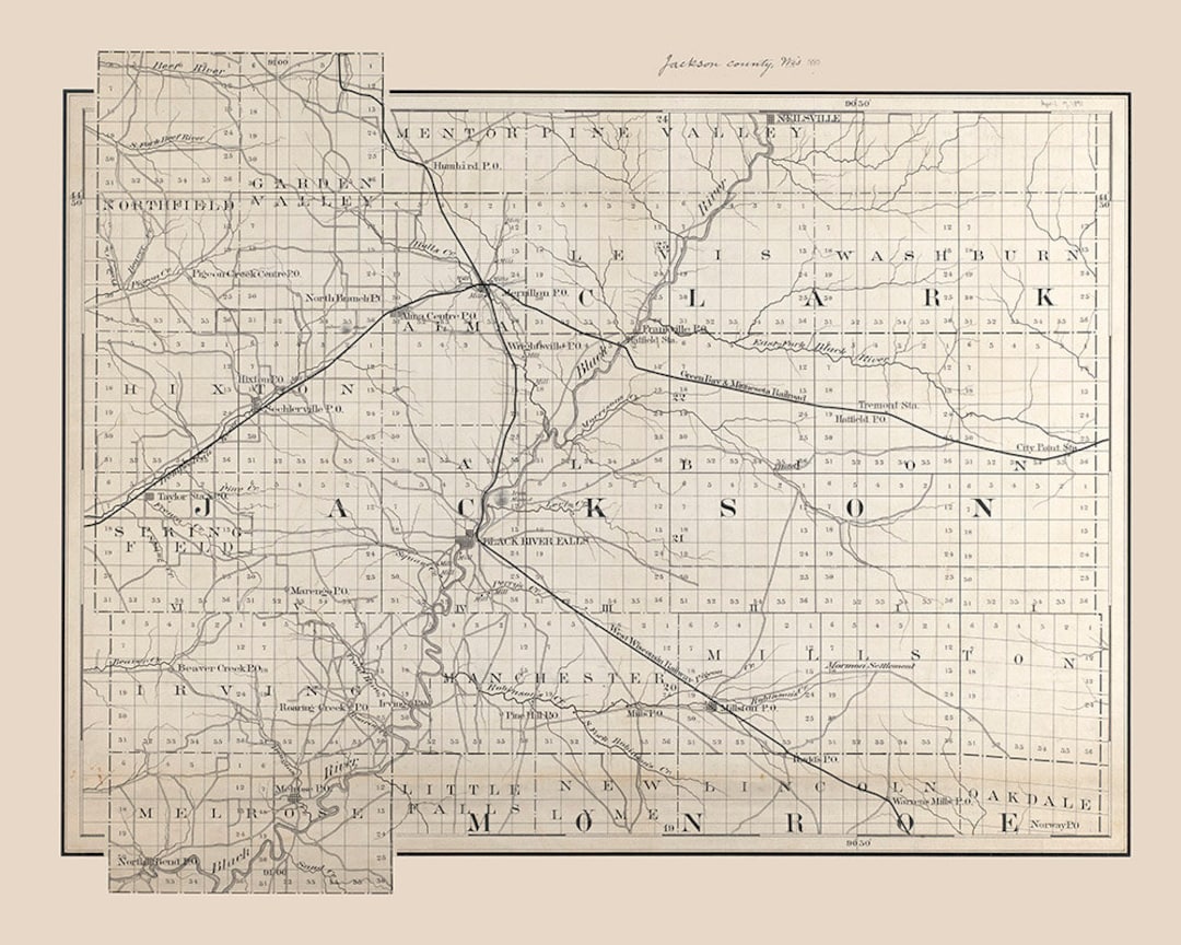 1880 Map of Jackson County Wisconsin - Etsy
