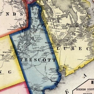 1861 Map of Washington County Maine Farm Names - Etsy