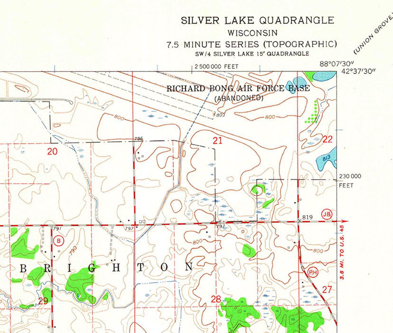 1960 Topo Map of Silver Lake Wisconsin Quadrangle | Etsy