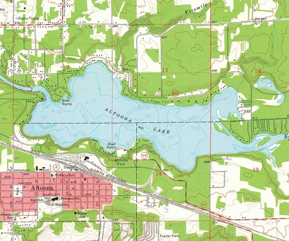 1972 Map of Lake Altoona Wisconsin | Etsy Australia