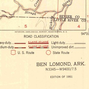 1951 Topo Map of Ben Lomond Arkansas Paraloma Brownstown - Etsy